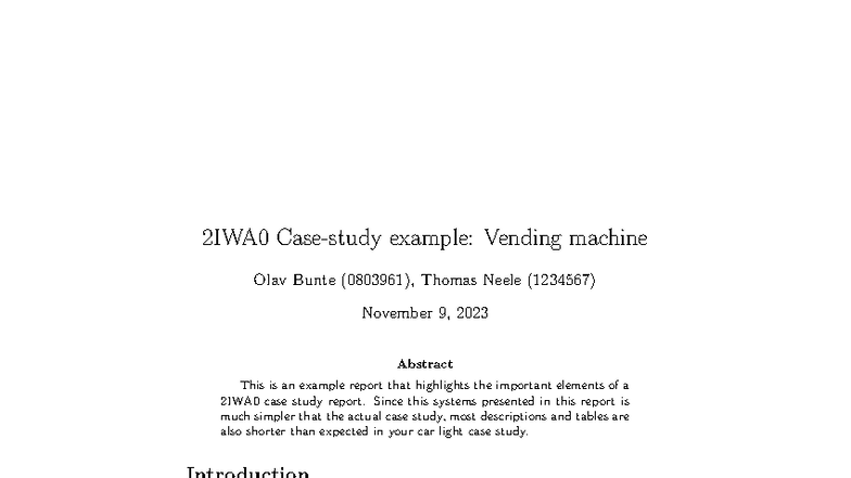 2IWA0 Case Study Report: Coffee Vending Machine Analysis - Studeersnel