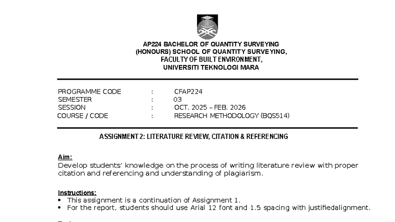 AS2 BQS514 Literature Review Assignment - Research Methodology - Studocu