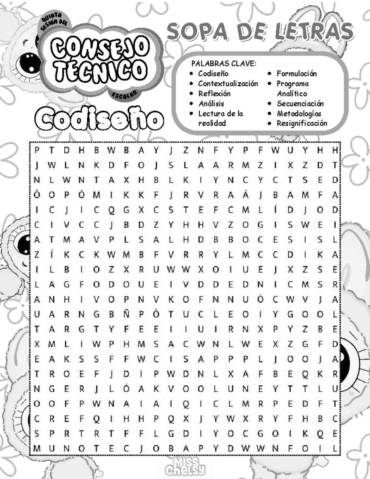 Sopa de letras codiseño integración curricular - pedagogia - C ON SE J ...