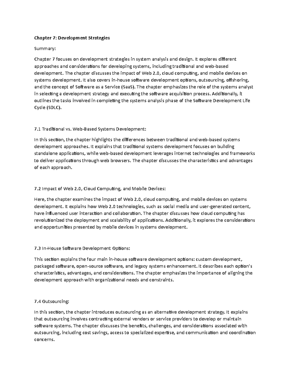 Chapter 7: Development Strategies in System Analysis & Design - Studocu