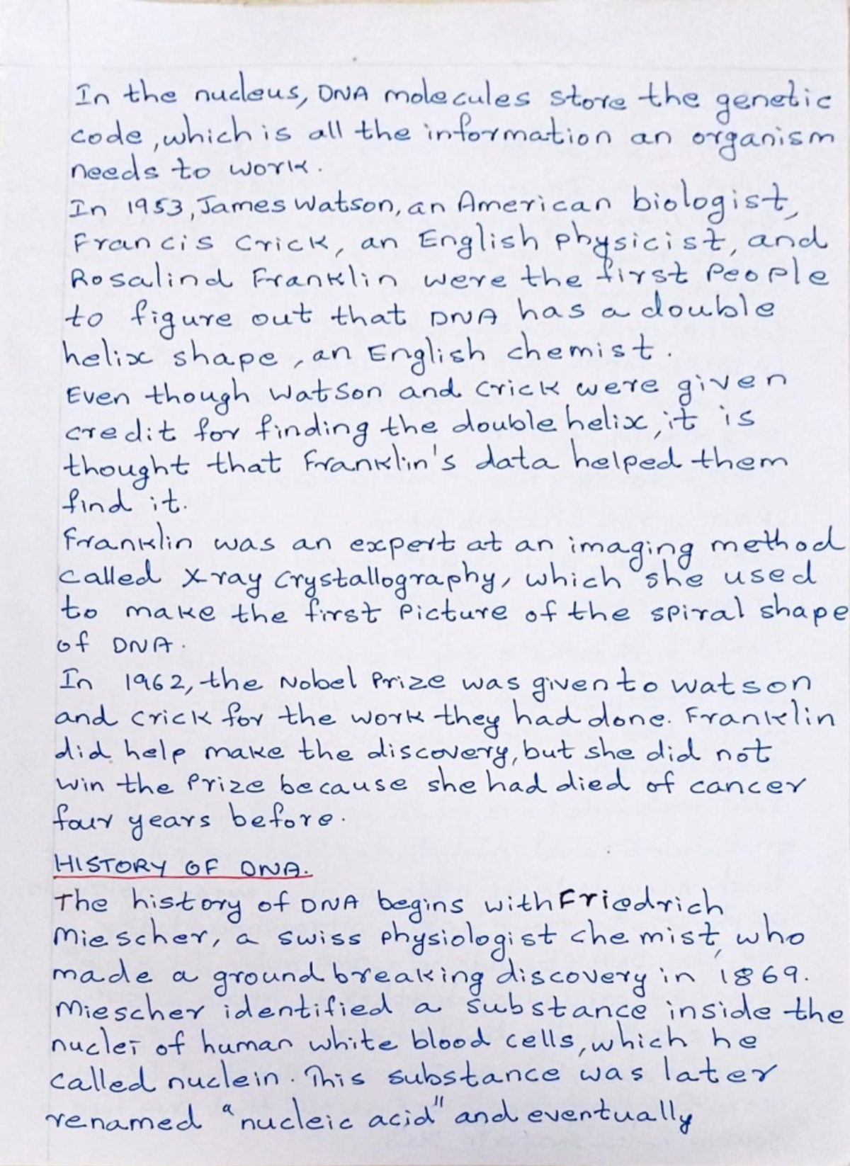 History of DNA: Key Discoveries and Contributions - Studeersnel