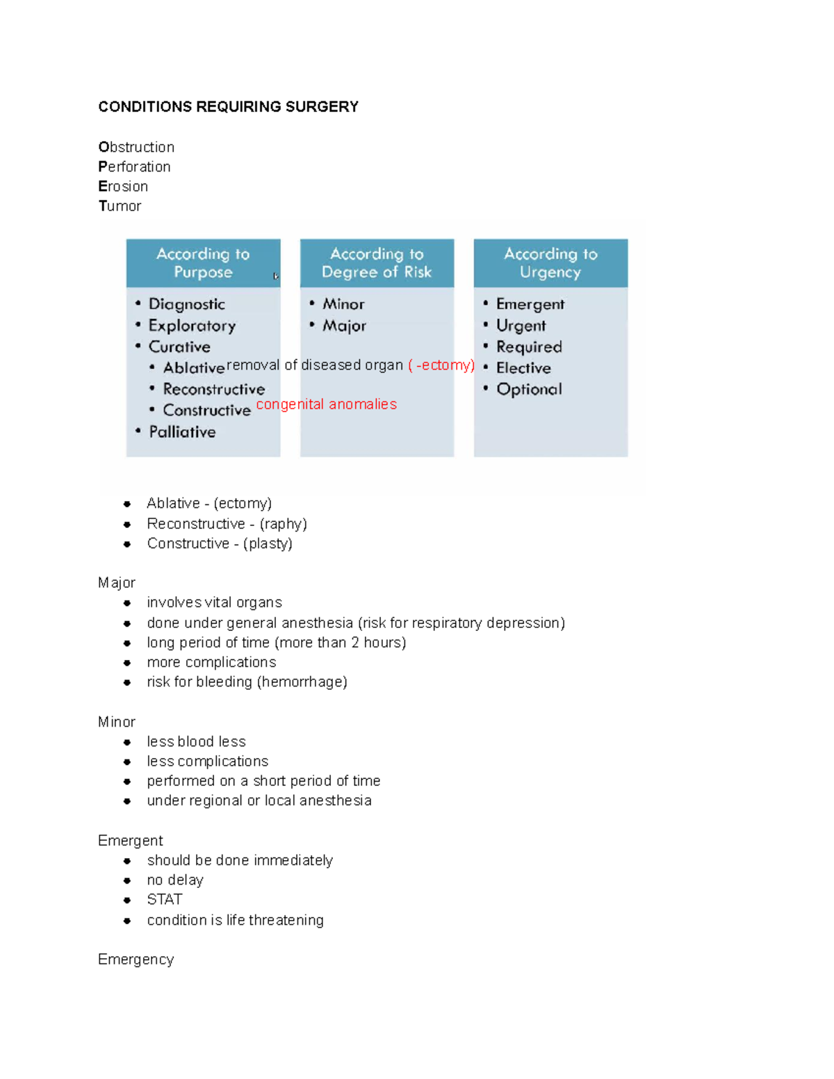 Perioperative Nursing Notes: Key Concepts & Surgical Procedures - Studocu