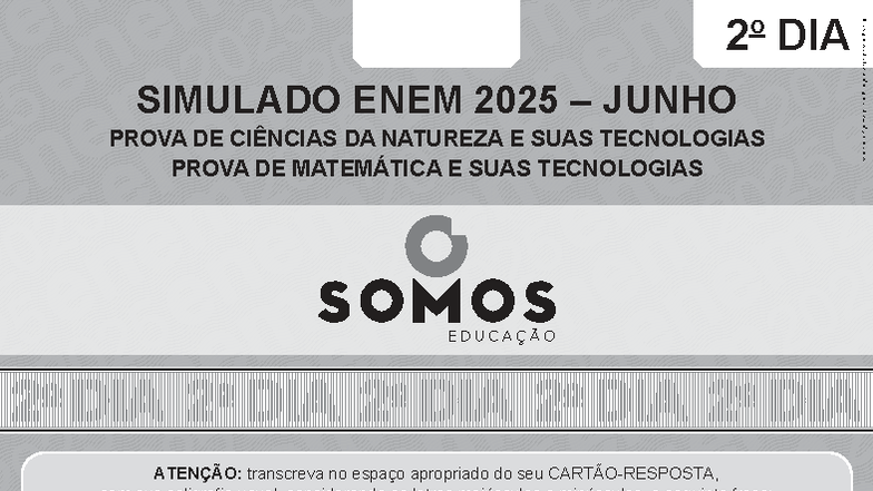 SIMULADO ENEM 2025 - CIÊNCIAS DA NATUREZA E MATEMÁTICA - 2º DIA - Studocu
