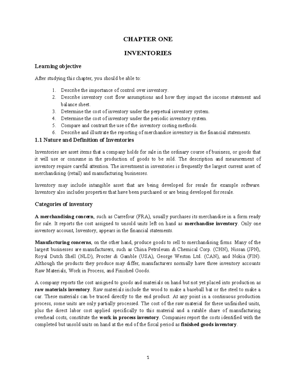 FA-II - Chapter 1: Fundamentals of Accounting II - Inventory Control ...