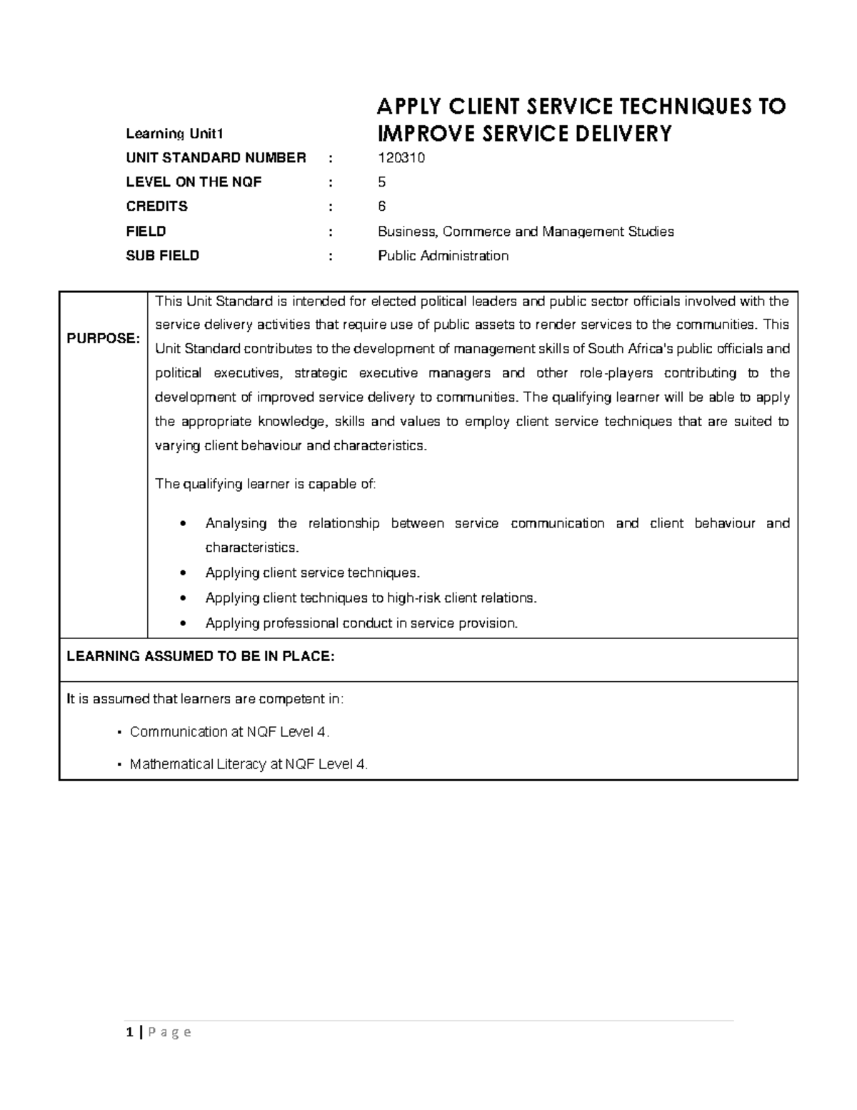 APPLYING CLIENT SERVICE TECHNIQUES FOR ENHANCED SERVICE DELIVERY ...