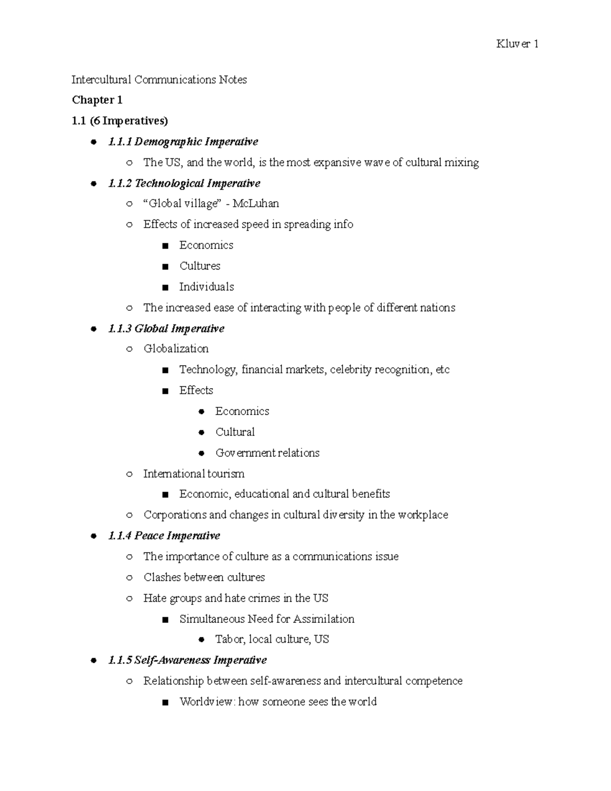 Intercultural Communications Notes: Chapter Insights & Competence ...