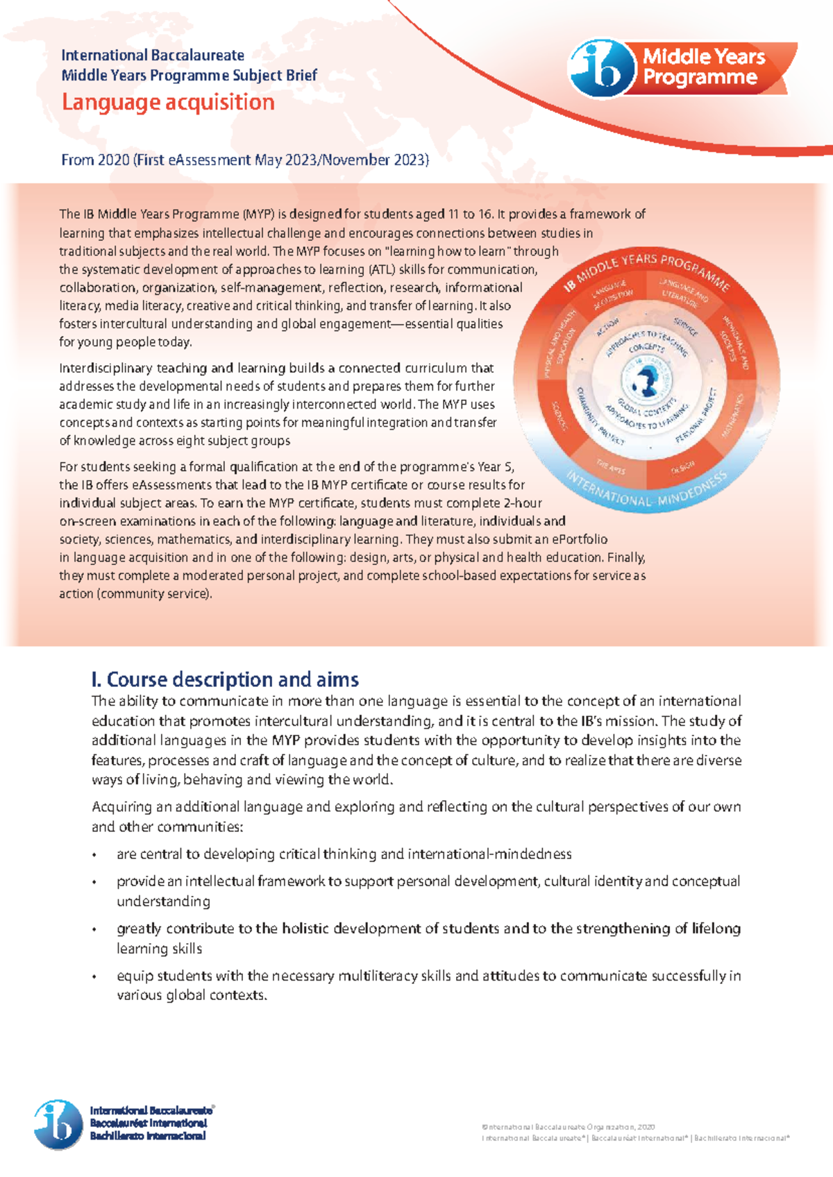 MYP Language Acquisition Subject Brief (2020) Overview and Aims - Studocu