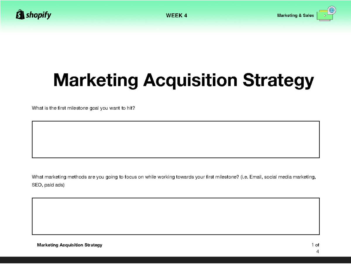 Marketing Acquisition Strategy: Milestones and Methods Analysis - Studocu