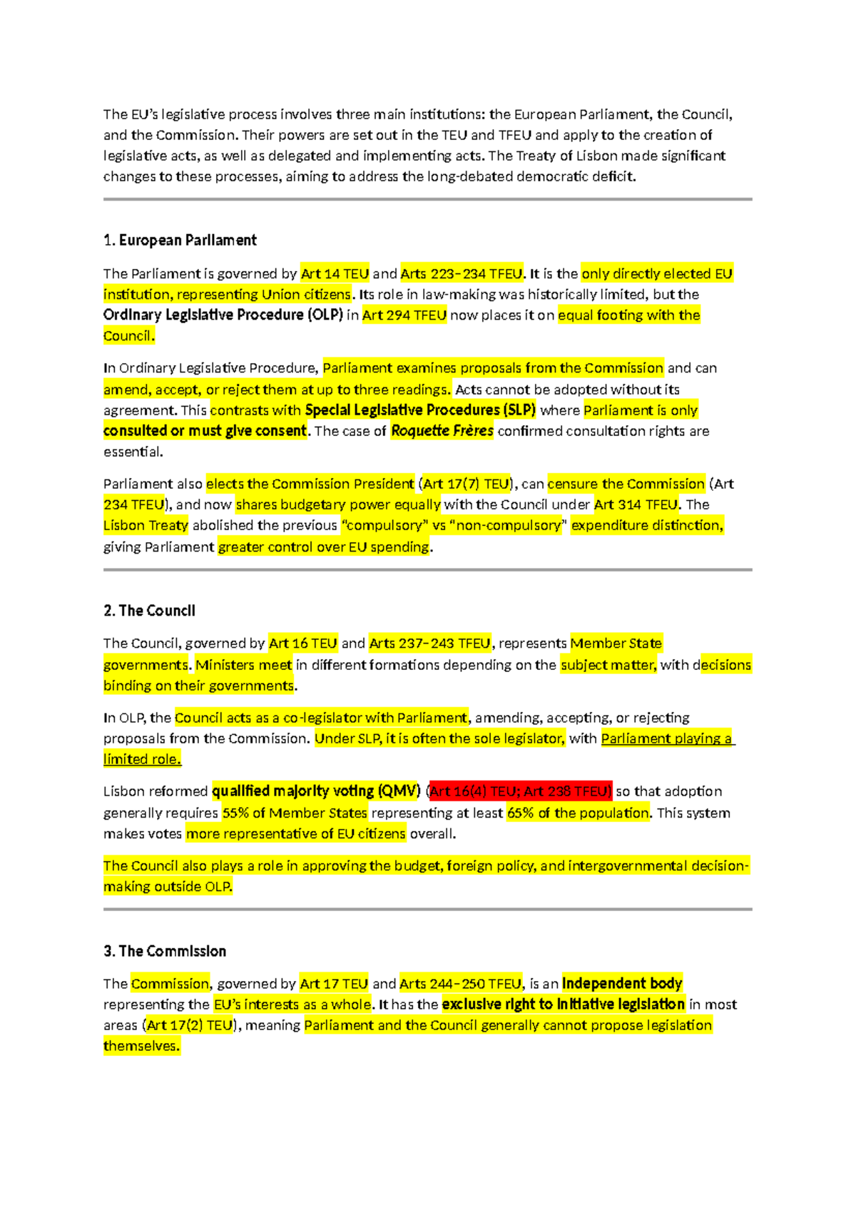 Final Essay - EU Institutions: Legislative Process Overview - Studocu