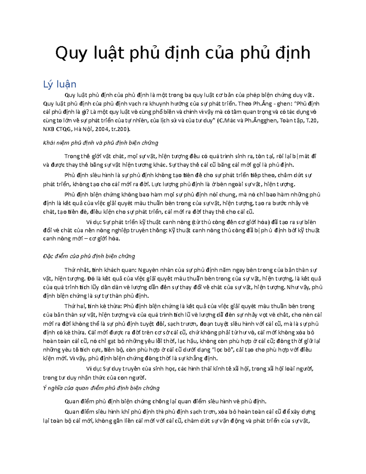 Quy luật phủ định của phủ định - Quy luật phủ định của phủ định Lý luận Quy lu t phậ ủ đ nh c a ...
