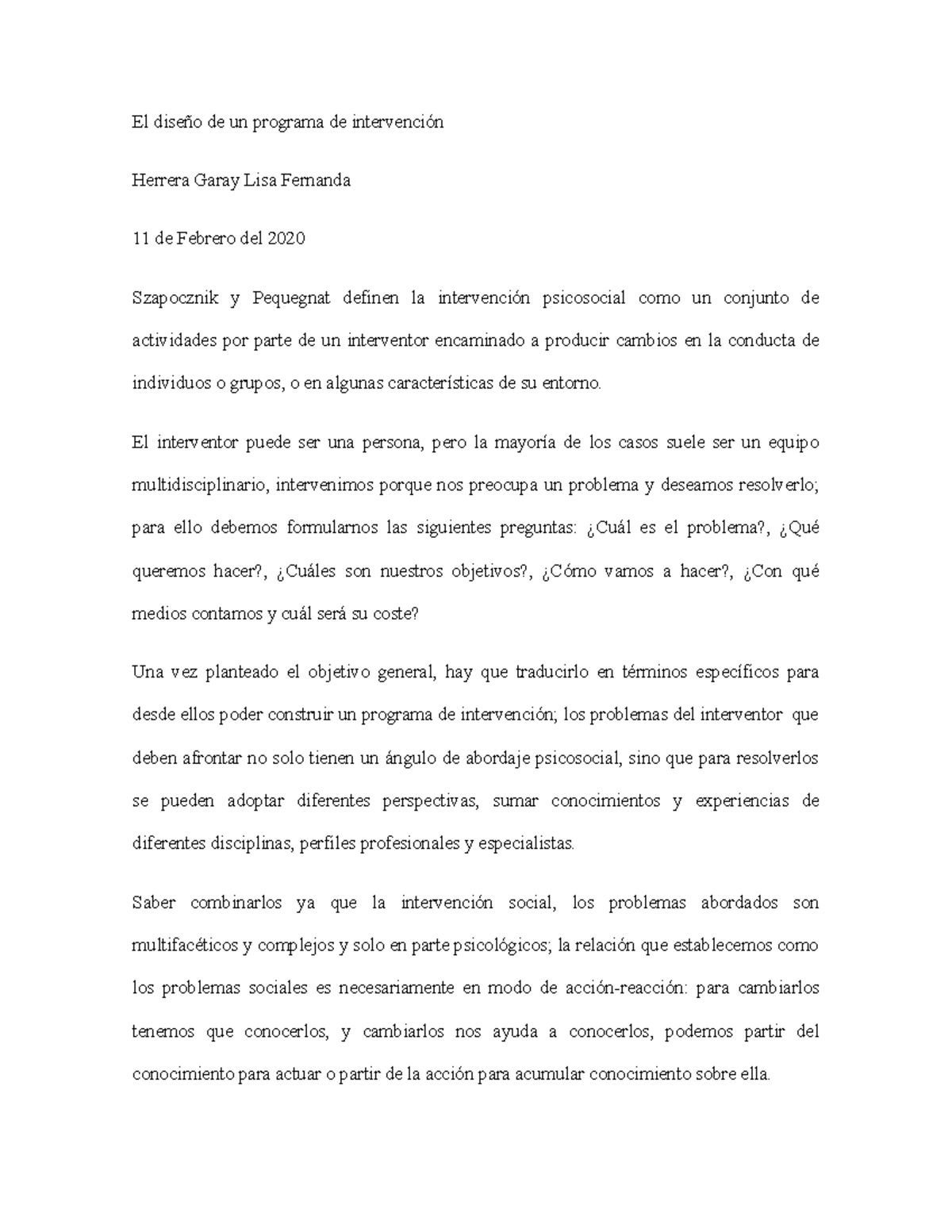 psicologia social - El diseño de un programa de intervención Herrera ...