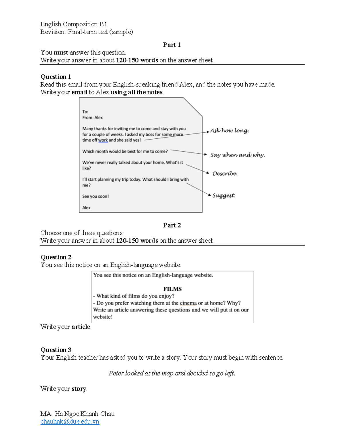Final-Term Test Sample for English Composition B: Exam Prep - Studocu