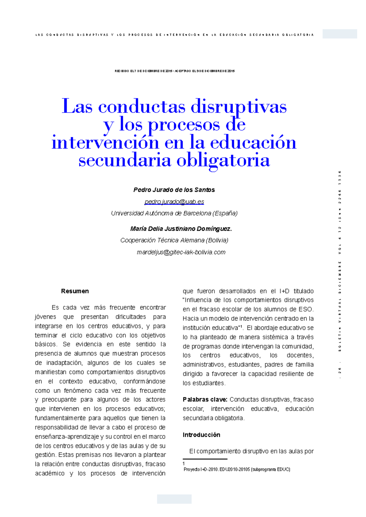 Conductas Disruptivas y Procesos de Intervención en E-6232360 - Studocu