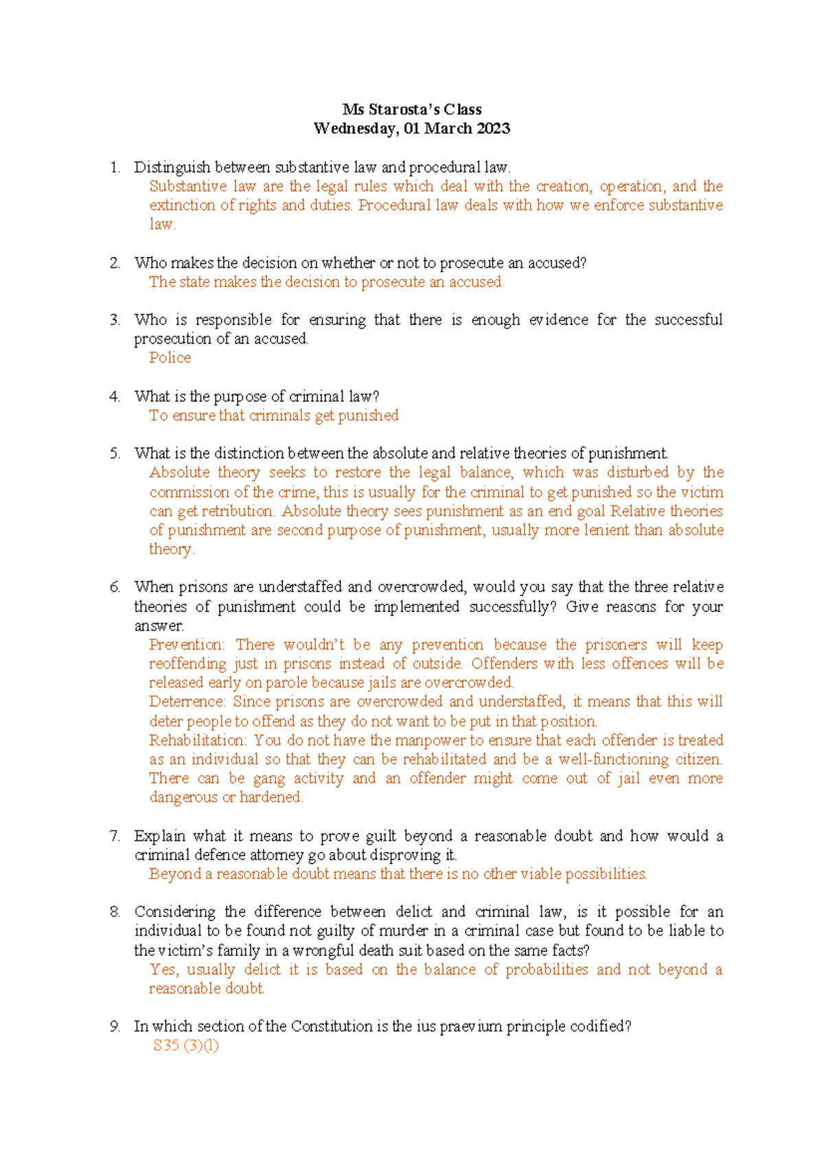 CLP 101: Practical Questions on Criminal Law - Topic 1 Overview - Studocu