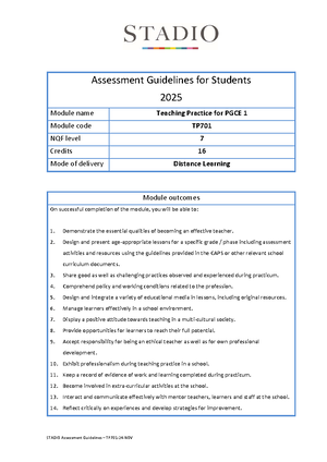 Stadio Assignment Template TLSF701-SS1 2024-1 - SCHOOL OF EDUCATION ...