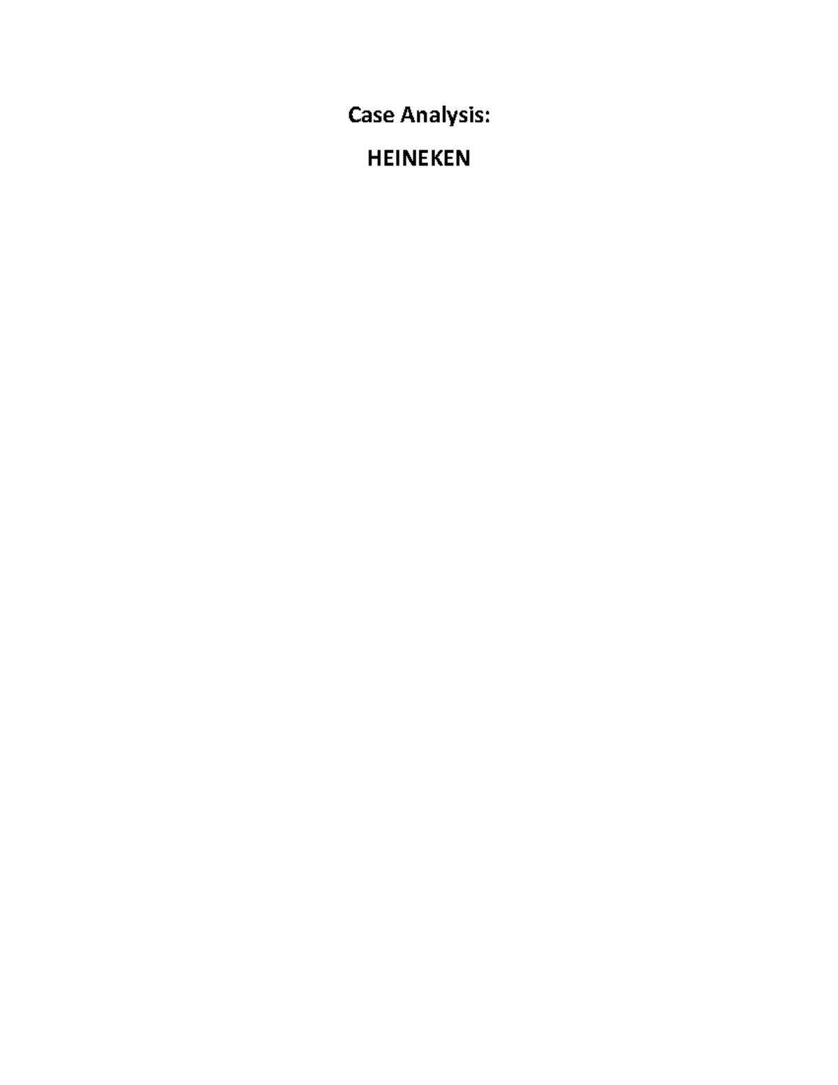 Heineken Case Study: Analyzing Financial Ratios and Market Strategy ...