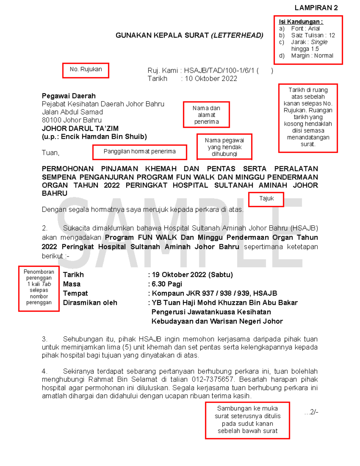 Format Surat Rasmi untuk Permohonan Pinjaman HSAJB 2022 - Studocu