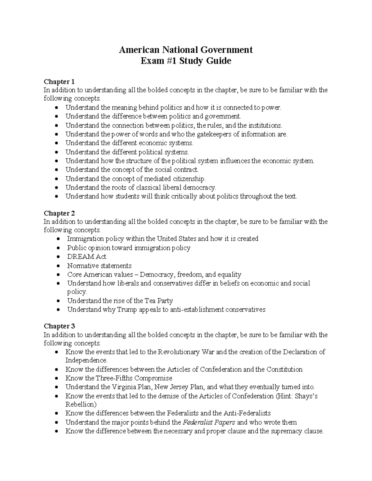 American National Government Exam #1 Study Guide: Key Concepts & Cases ...