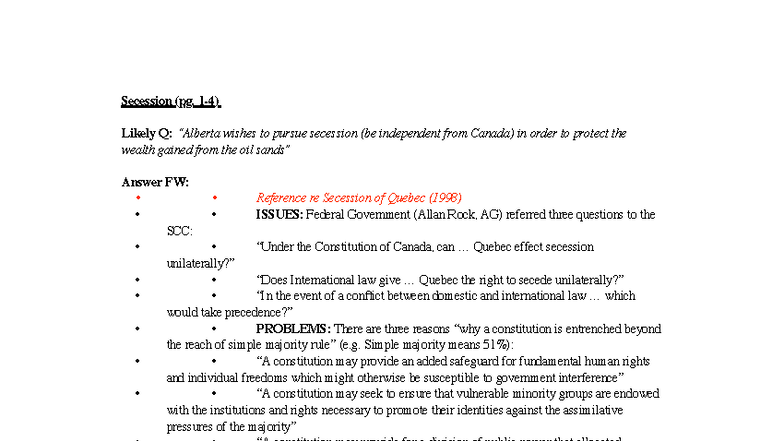Quebec Secession and Constitutional Amendments: Legal Framework ...