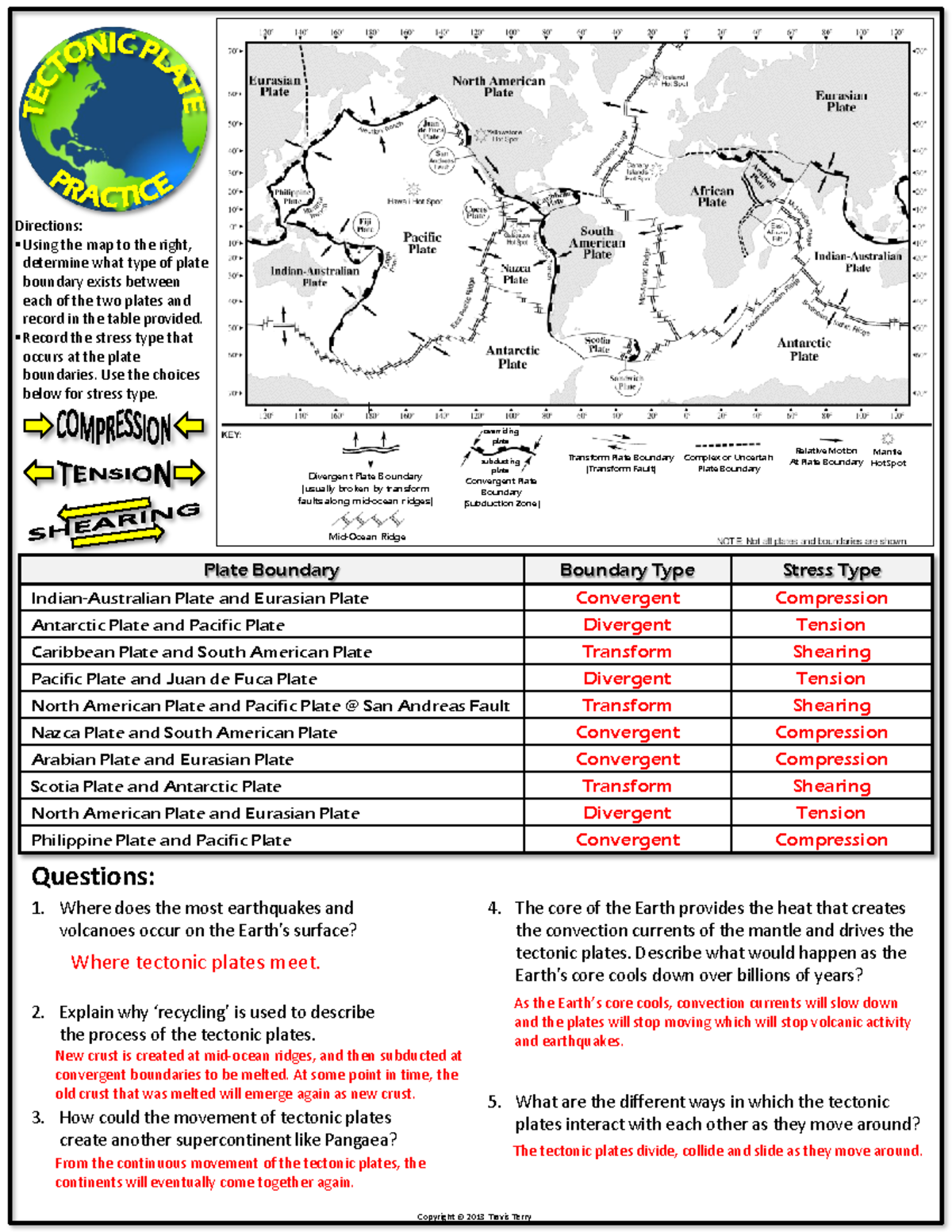 Plate Tectonics (Earth Science) Problem Set - Answer Key - Studocu