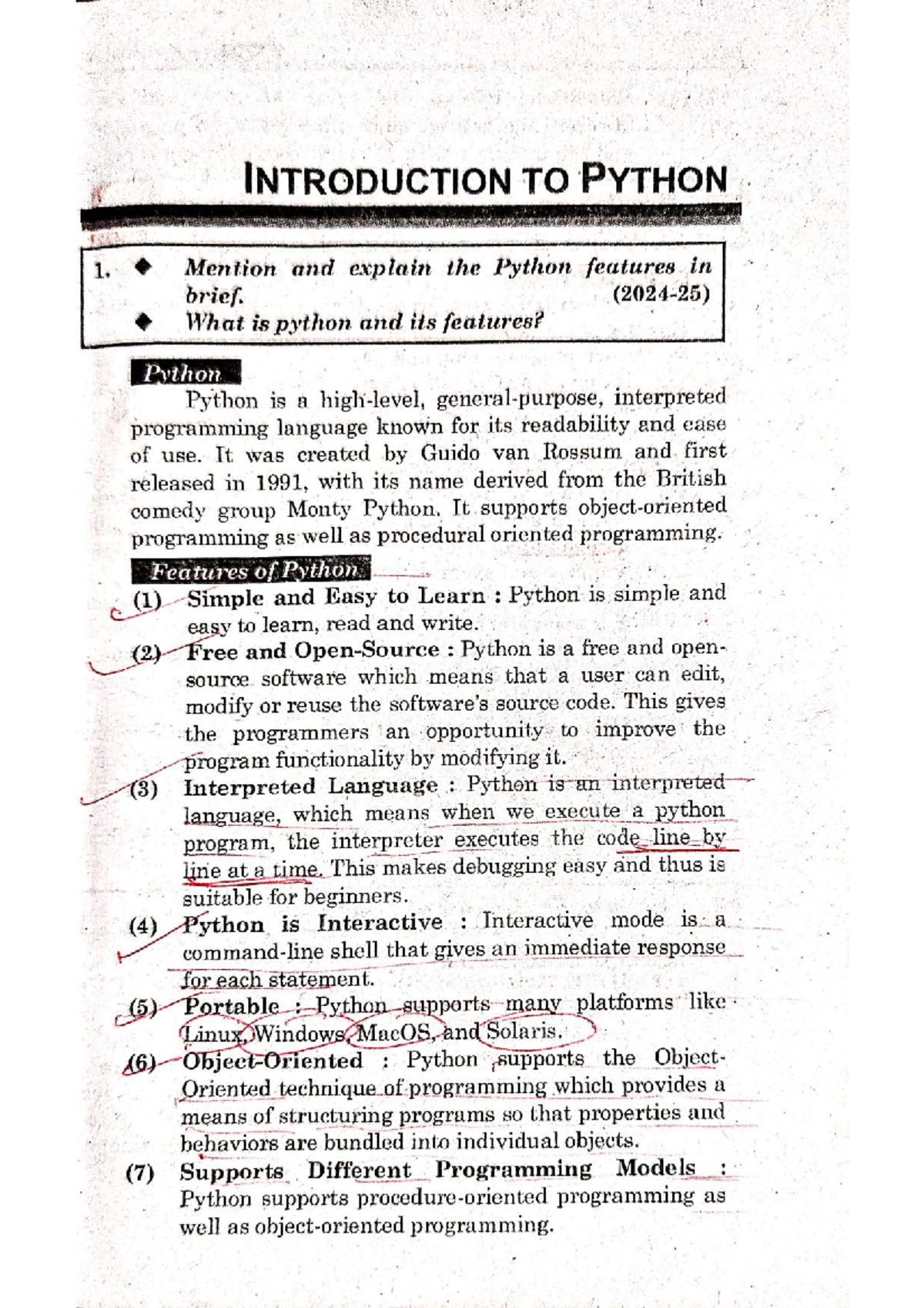KPH PYTHON PROGRAMMING: Features, Functions, and Operations - Studocu