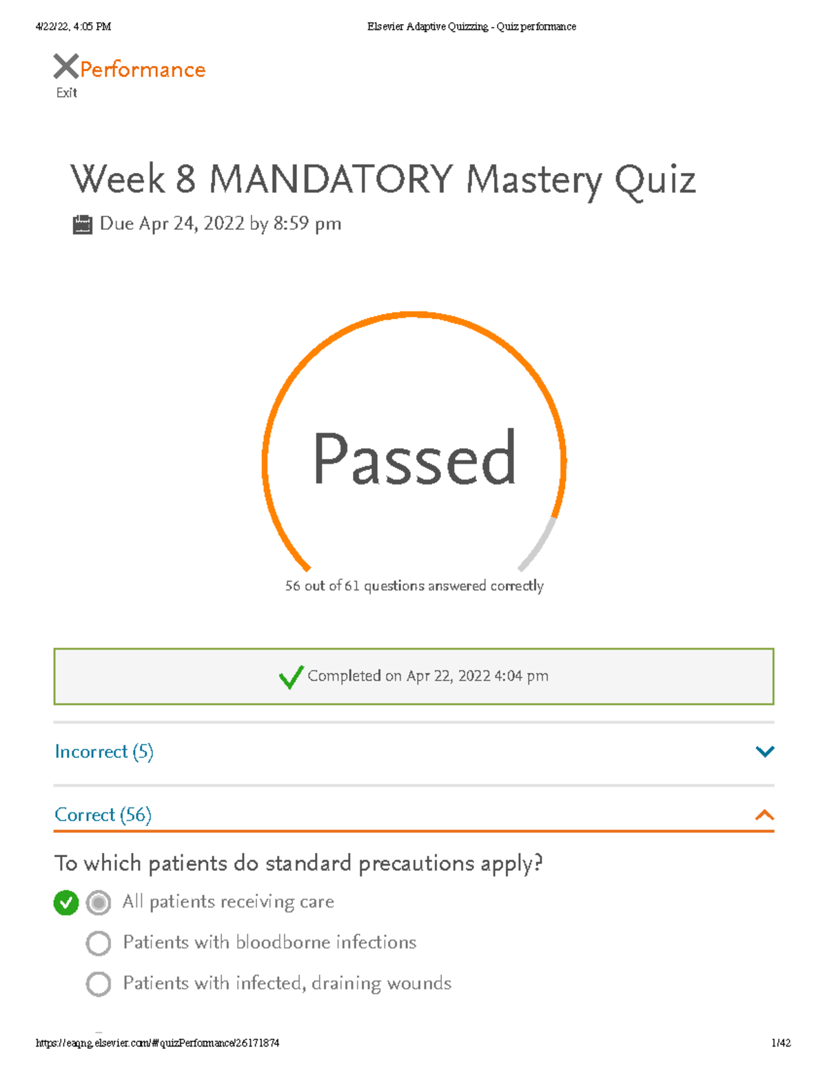 Week 8 MANDATORY Mastery Quiz Answers and Rationale Insights - Studocu