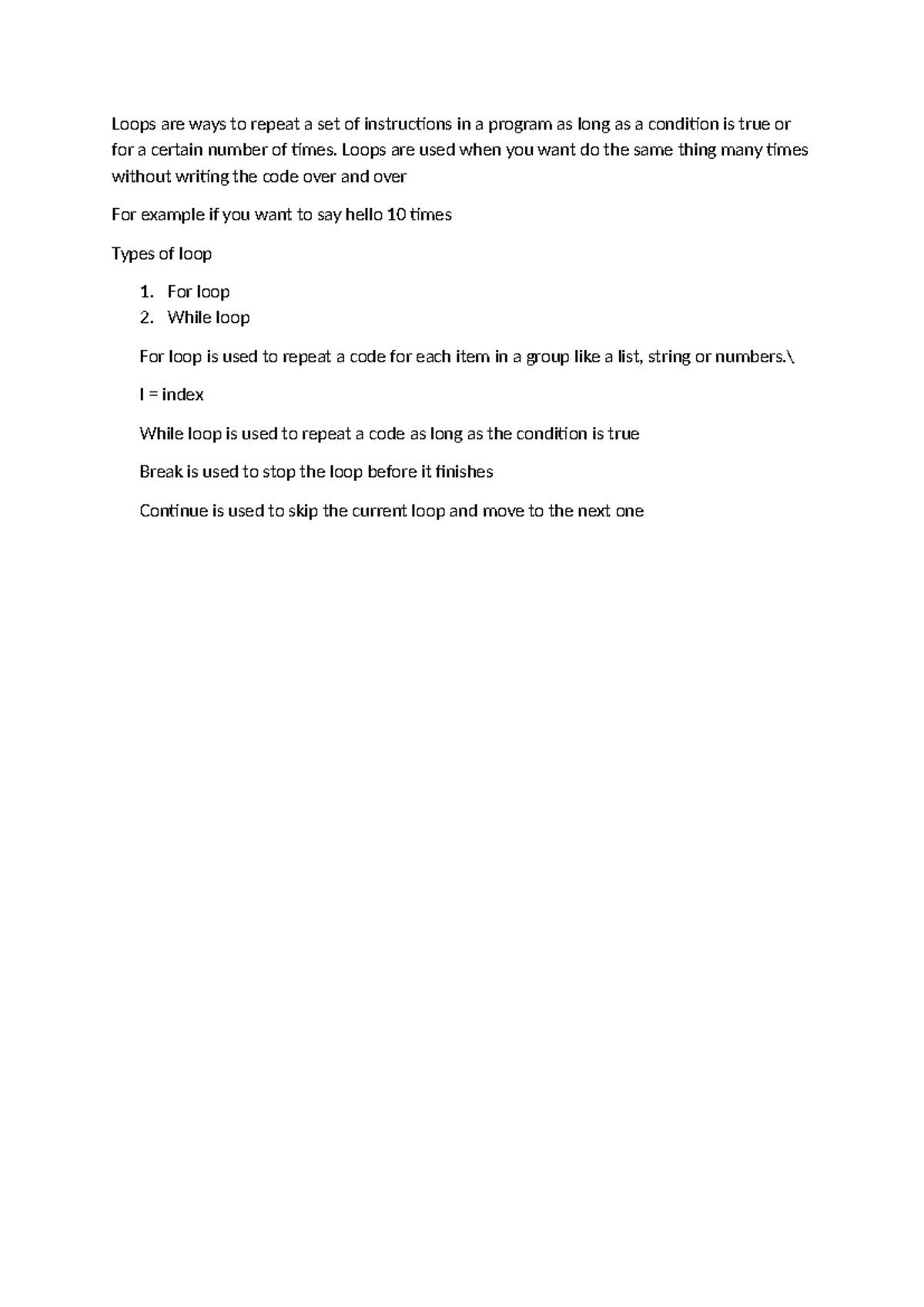 Loop Class Notes: Understanding For and While Loops - Studocu