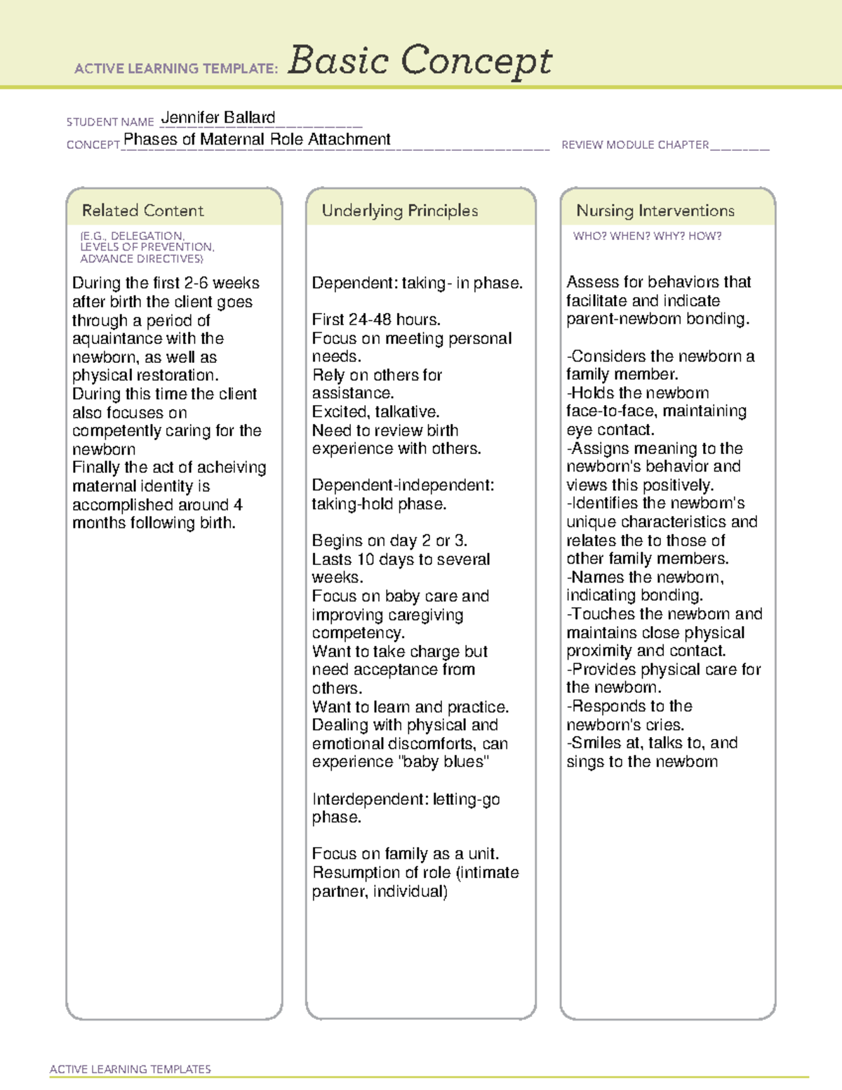 Active Learning Templates for Maternal/Newborn Care - Studocu
