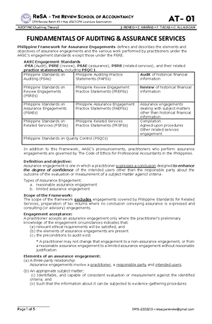 ReSA AT-02 Introduction to Auditing: Key Concepts and Exam Review Notes ...