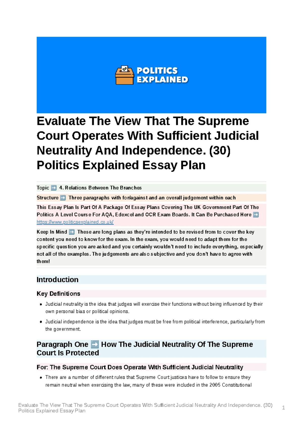 A Level Politics (30) Essay Plan: Success of Pressure Groups & Mass ...