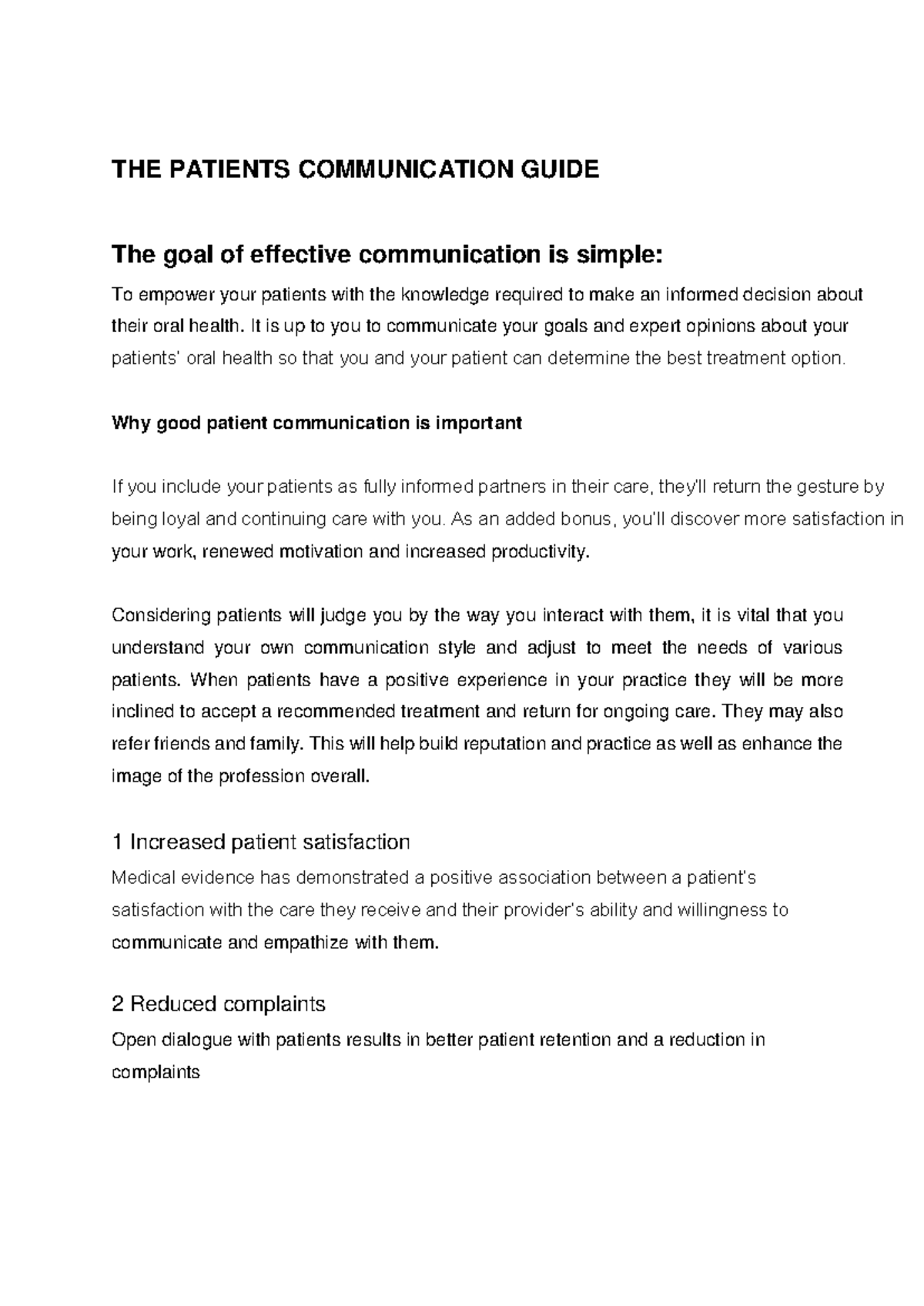 Patients Communication Guide: Enhancing Patient-Dentist Interactions ...