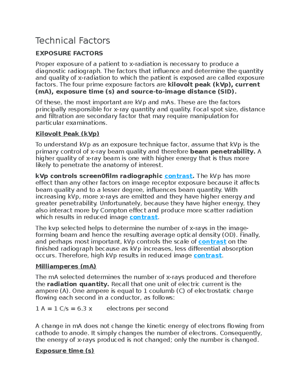 Principles of Imaging: Lesson on Exposure Factors and Radiographic ...