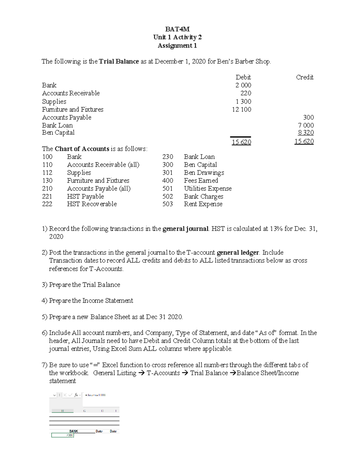 BAT4M U1A2 - Trial Balance & Financial Statements Preparation - Studocu