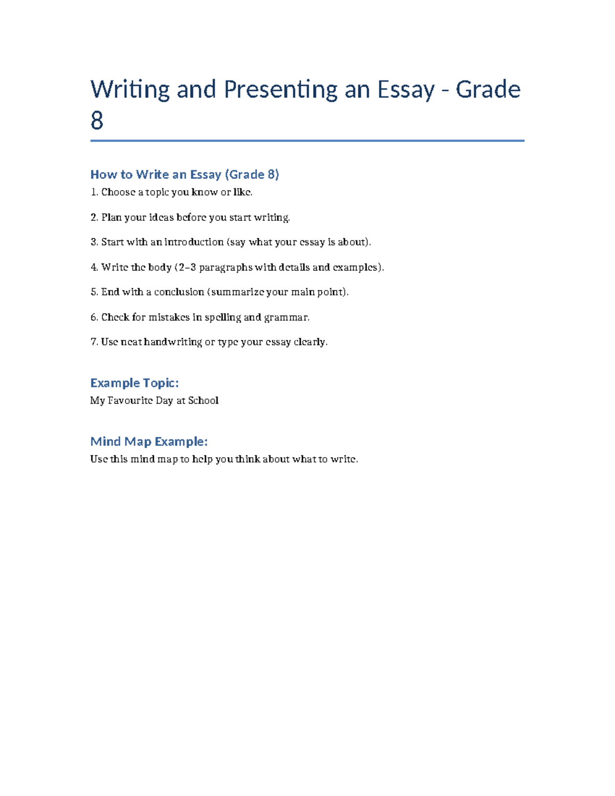 Grade 8 Essay Writing Tips & Activity Notes - Studocu