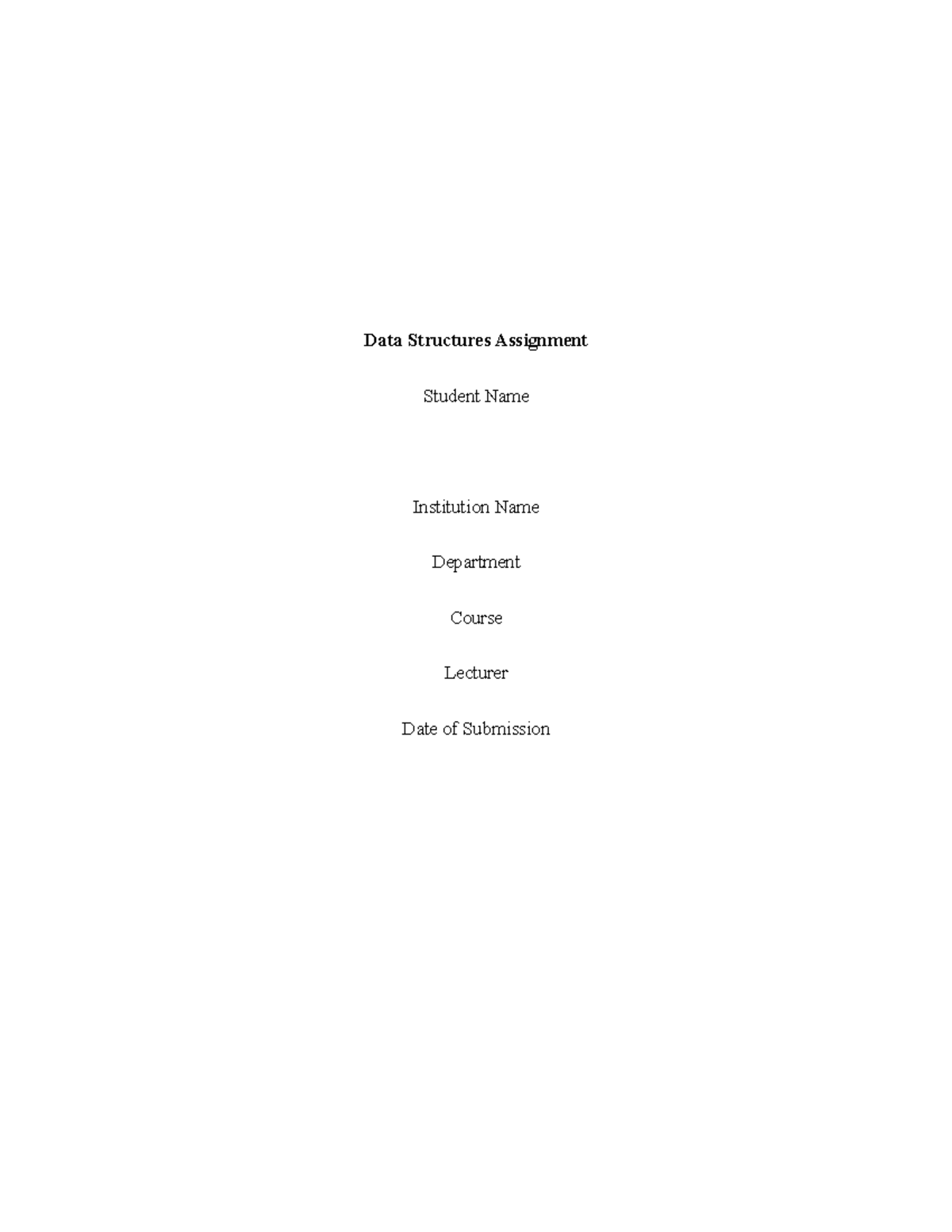 Data Structures Assignment - DATABASE SYSTEMS - KU - Studocu