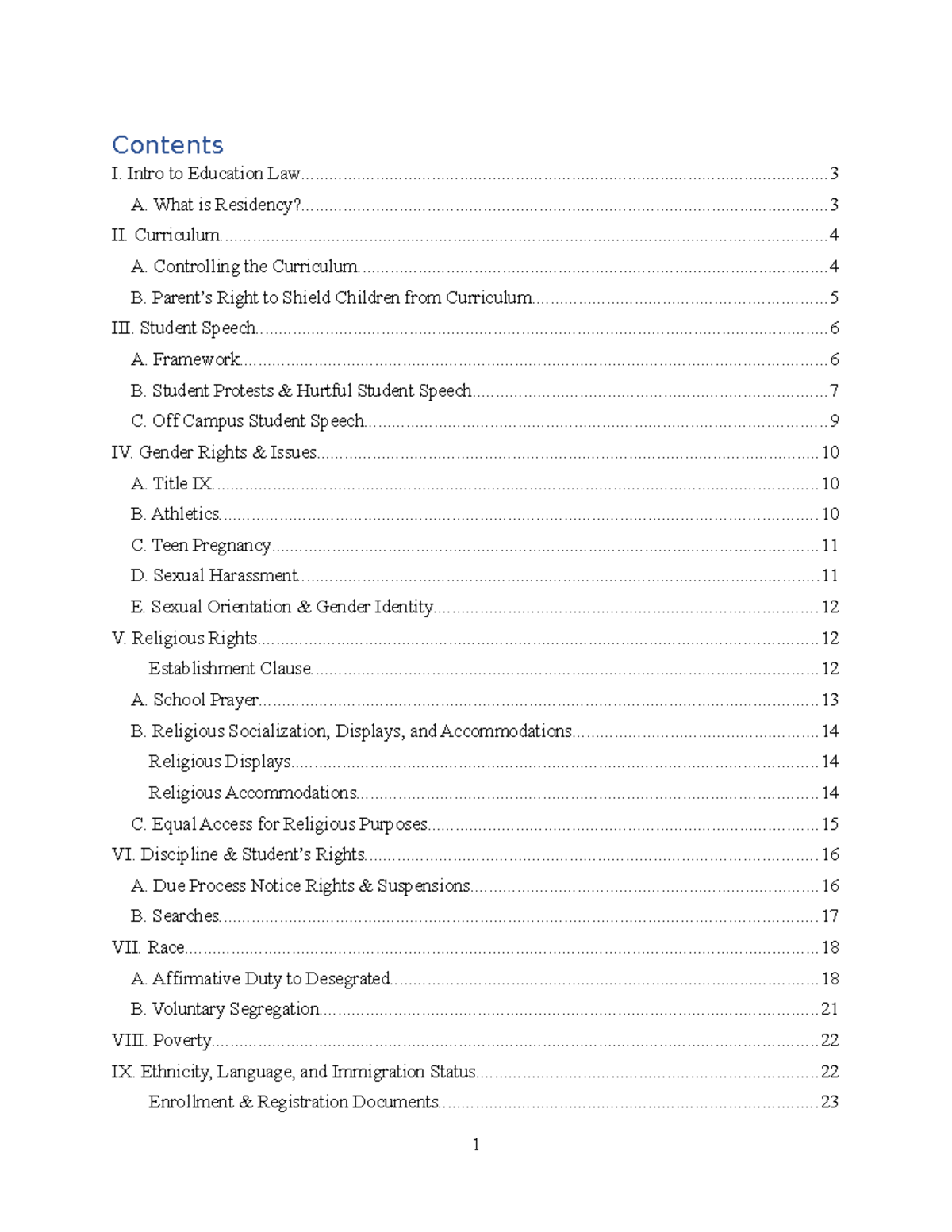 Education Law Overview: Key Concepts and Case Summaries - Studocu