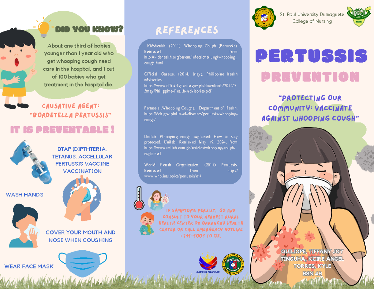 BSN 4B: Pertussis Awareness Brochure - Protecting Our Community - Studocu