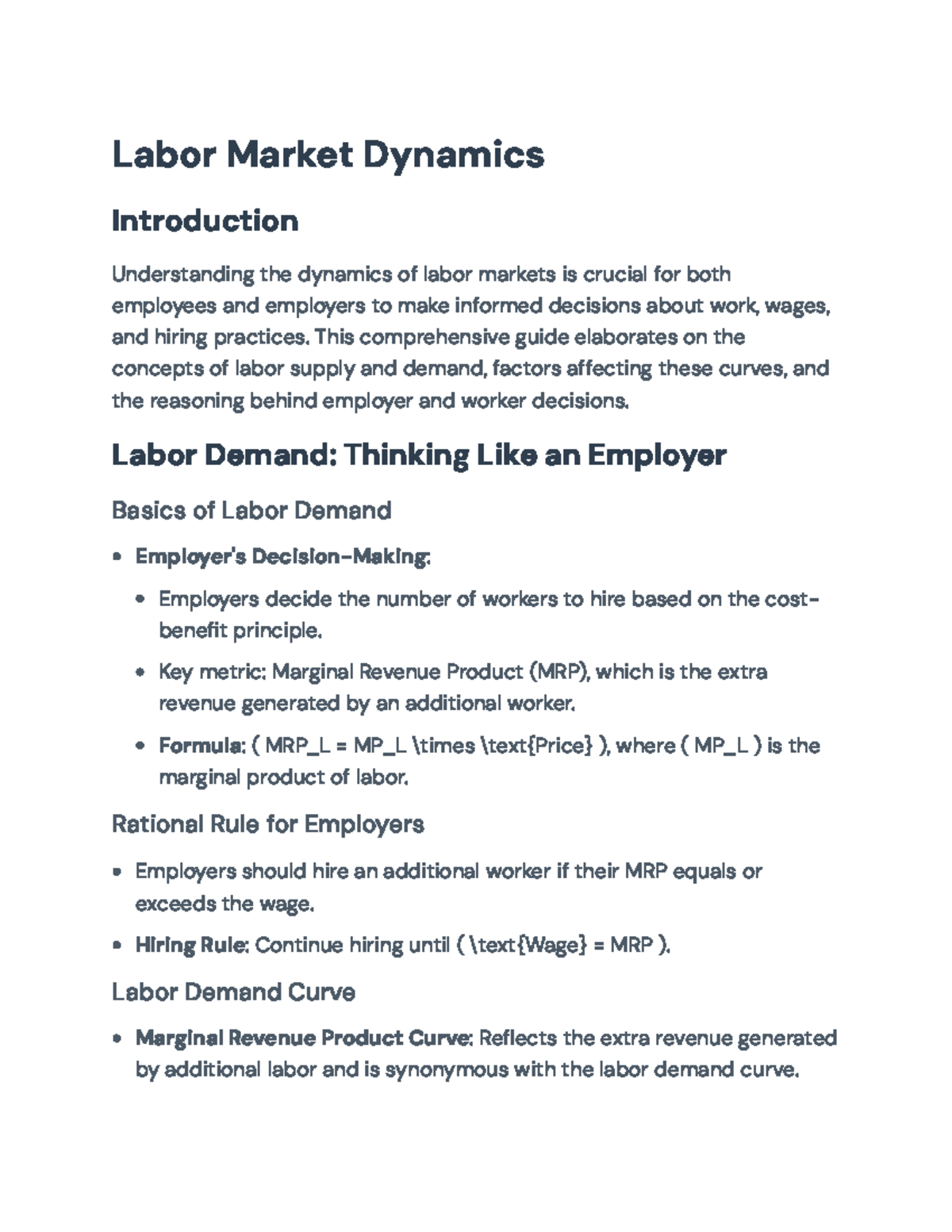 Labor Supply and Demand Dynamics in Competitive Markets: A Guide ...