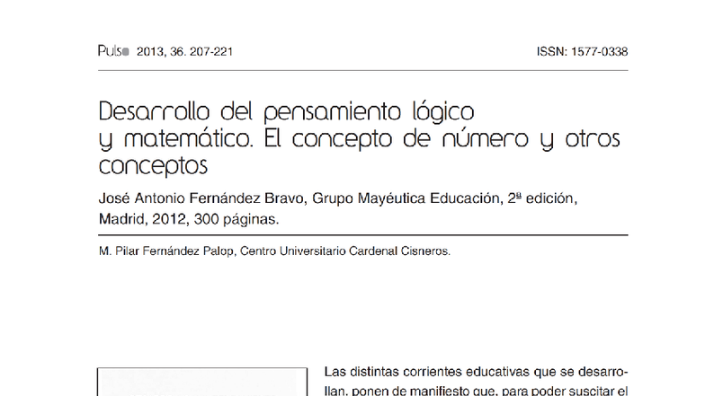 Desarrollo del Pensamiento Lógico y Matemático en Educación Infantil ...