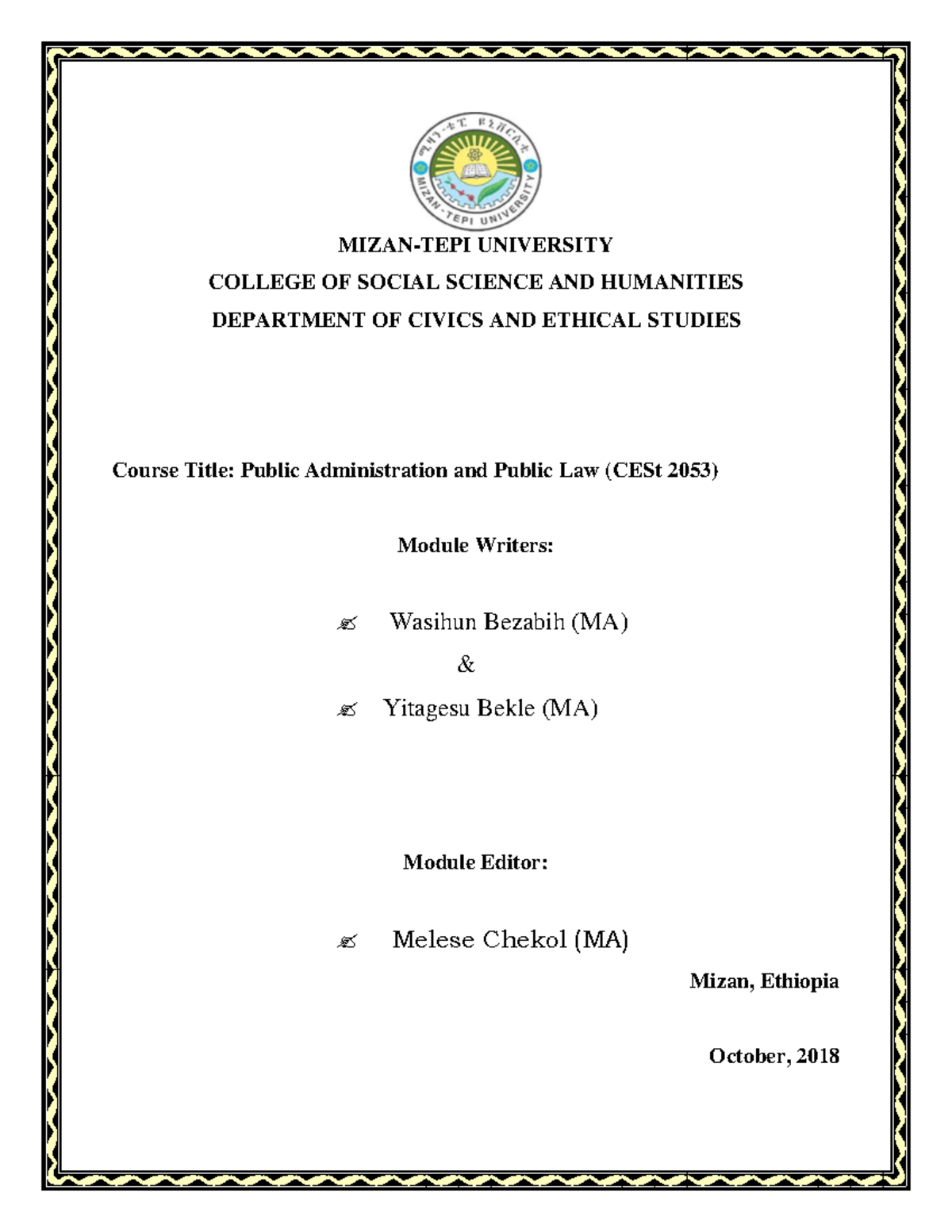 Public Adm and Law (CESt 2053) Final Module Notes - Studocu