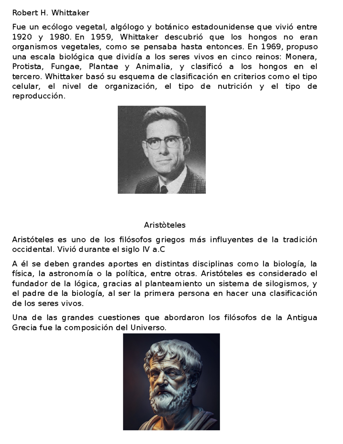 Estudio sobre Robert H. Whittaker y su impacto en la biología - Studocu