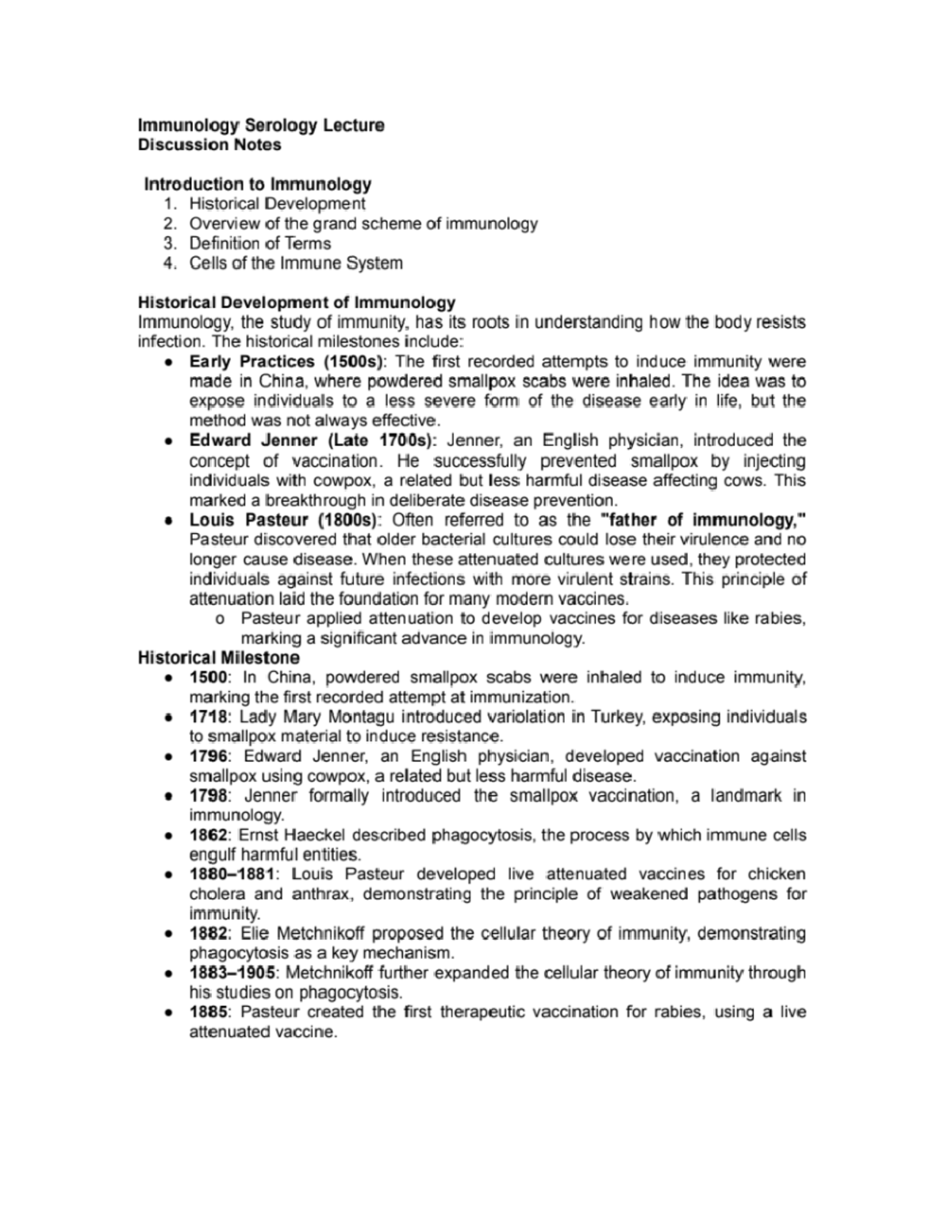 Immunology Serology Lecture Notes: Historical Development & Key ...