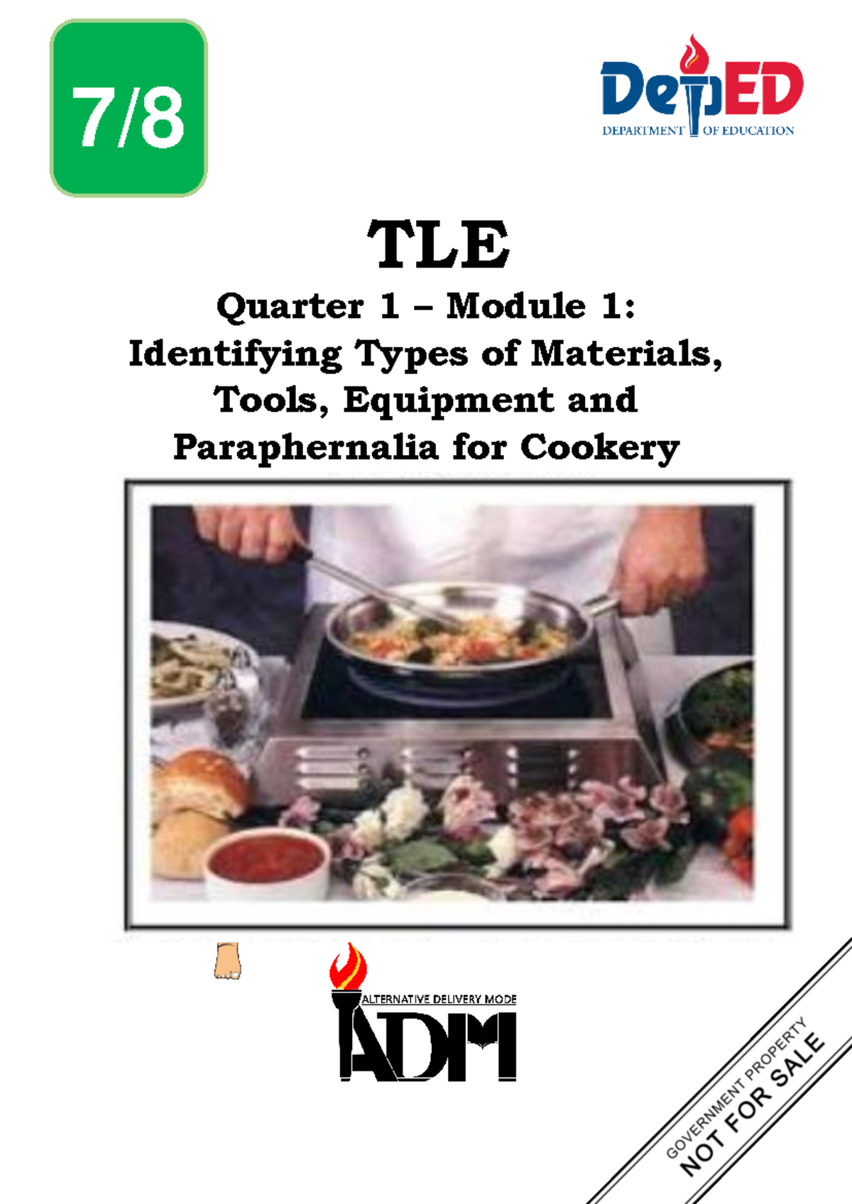 ADM TLE 7: Identifying Cookery Materials, Tools, and Equipment - Studocu