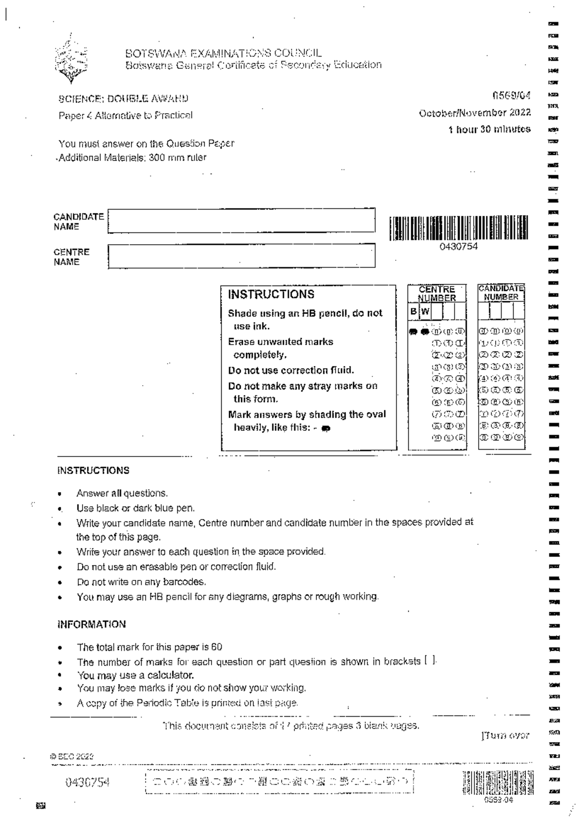 BEC 2022 Science Double Award Paper 4 Alternative to Practical Exam ...