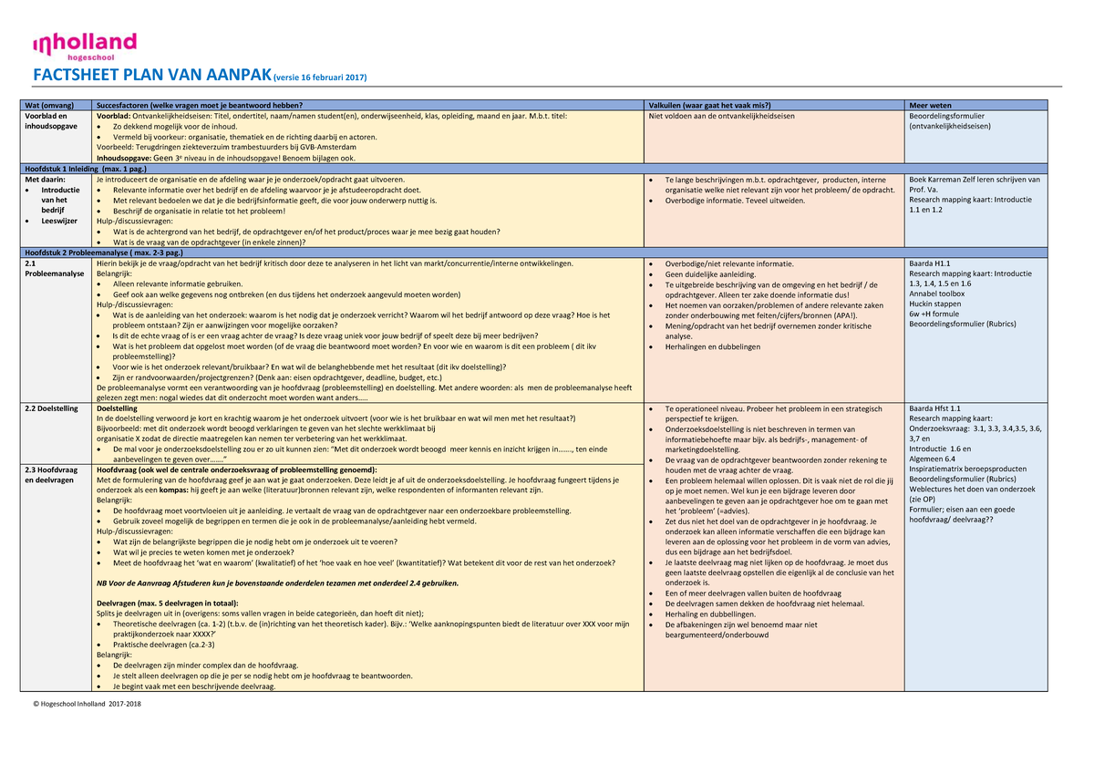 170216 Factsheet Pv A - Stageplan en Stagerapport Handleiding - Studeersnel