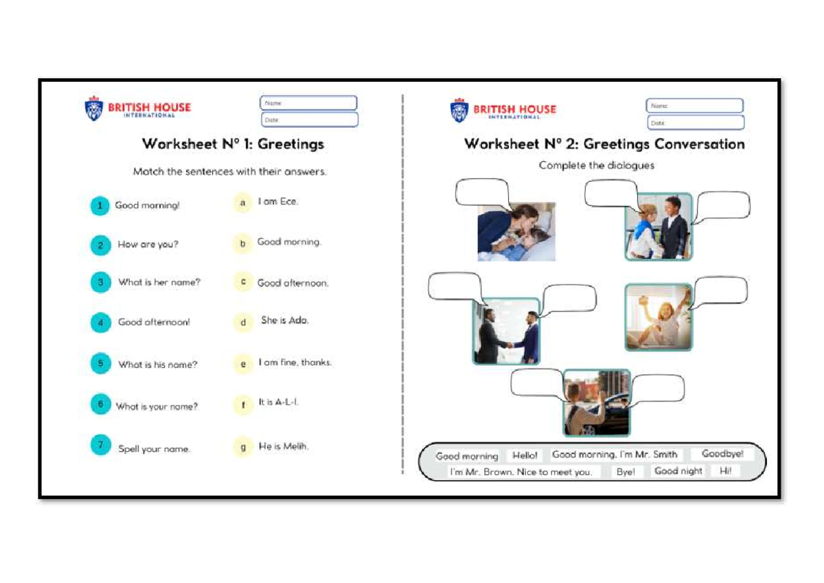 Worksheet 1: Greetings & Conversations - Practica Ingles - Studocu