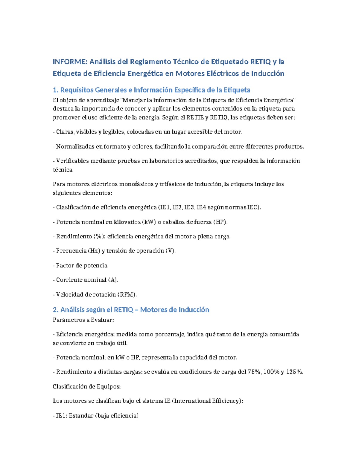 Análisis del reglamento técnico RETIQ y eficiencia energética en ...