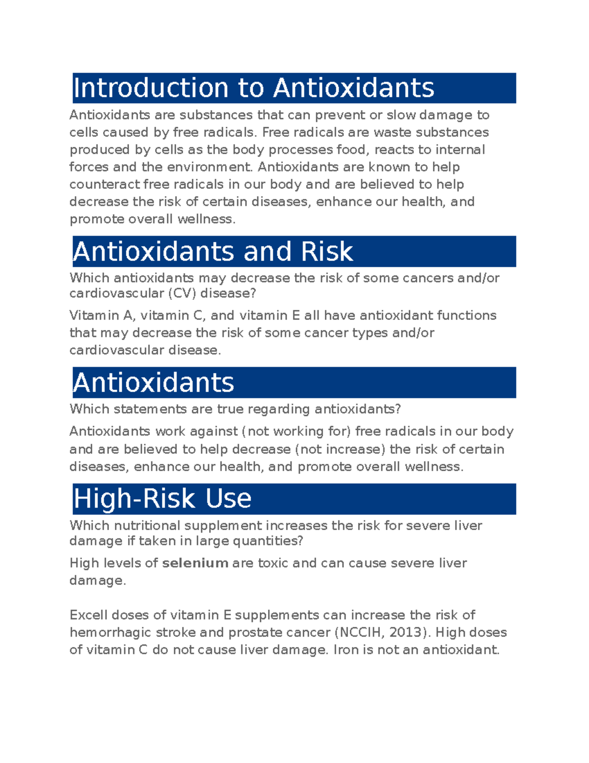 Introduction to Antioxidants - Introduction to Antioxidants ...