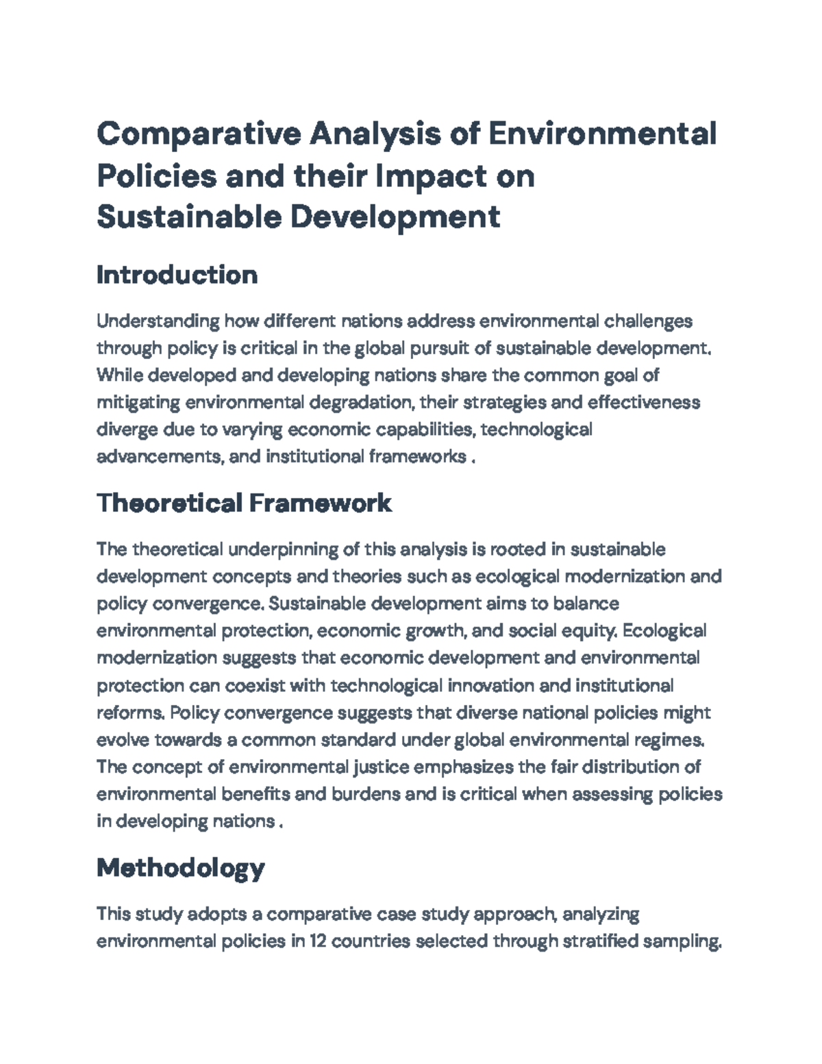 Comparative Analysis of Environmental Policies: Sustainable Dev ...