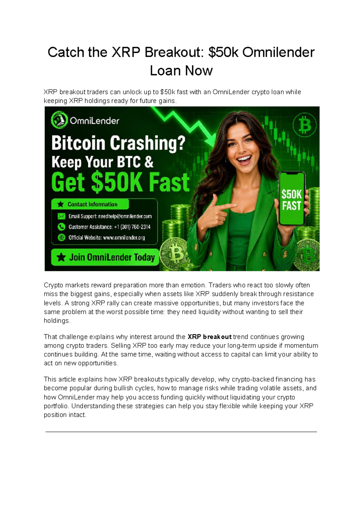 Catch the XRP Breakout: $50k OmniLender Loan Strategies - Studocu